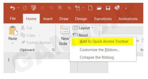 نوار ابزار دسترسی سریع در پاورپوینت | Quick Access Toolbar - گام98